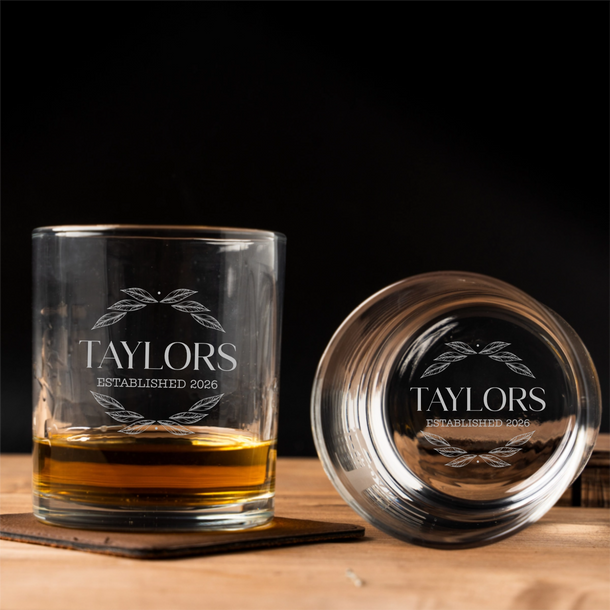 Custom Whiskey Glass Front & Bottom – Personalized Guru